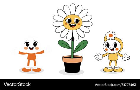 Cartoon Flower Sticker Retro Comic Daisy Vector Image