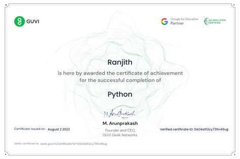 Ranjith P On Linkedin Completed My Python Course