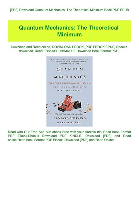 PDF Download Quantum Mechanics The Theoretical Minimum Book PDF EPUB