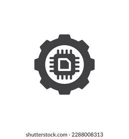 Machine Learning Vector Icon Gear Microchip Stock Vector Royalty Free Shutterstock