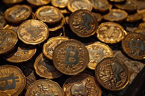 An Array Of Golden Coins With The Bitcoin Symbol Representing Its Value And Dungeonain S