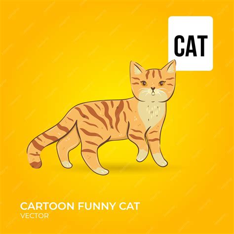 Premium Vector Cartoon Funny Cat Isolated On Yellow