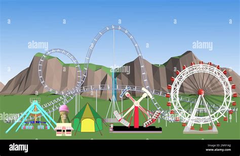 Amusement Park Circus Carnival Festival Fun Fair With Firework