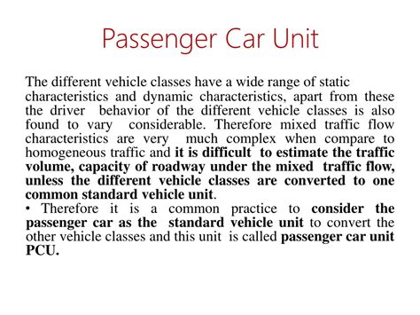 Passenger Car Unit Formula Design Talk
