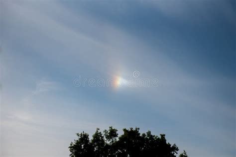 Atmospheric Optical Phenomena Iridescent Clouds With Blue Sky Stock Image Image Of Spectacle