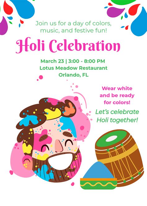 Free Holi Invitation Templates Editable And Printable