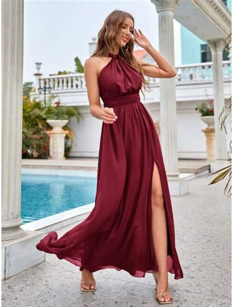 Buy Shein Criss Cross Tie Backless Split Thigh Dress Online Topofstyle