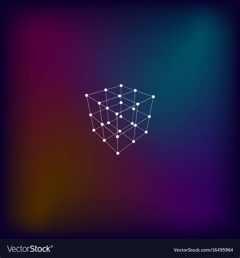 Wire Frame Polygonal Element Cube With Lines Vector Image