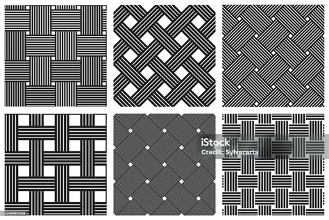 직조 원활한 패턴 세트 짠 질감 벡터 선형 배경 섬유 니트 반복 타일링 배경 화면 완벽한 단순한 최소한의 디자인 0명에 대한 스톡 벡터 아트 및 기타 이미지 Istock