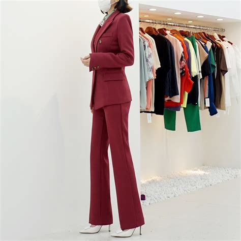 클래식 봄 가을 세미정장세트 더블자켓 슬랙스 투피스 셋업수트 하객룩 스타일라떼