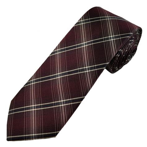 Burgundy Silver And Navy Blue Checked Luxury Silk Mens Tie From Ties