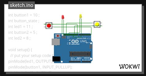 2 Led 2 Button Wokwi Esp32 Stm32 Arduino Simulator