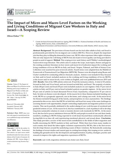 The Impact Of Micro And Macro Level Factors On The Working And Living