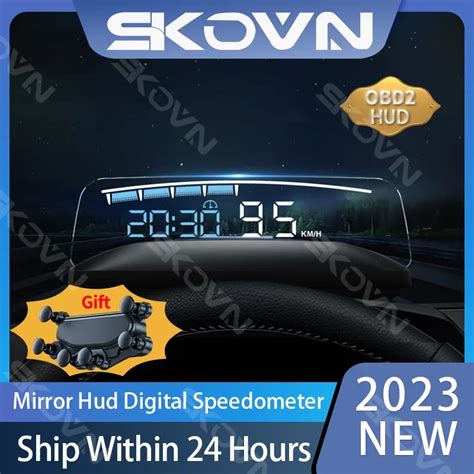 자동차 전자기기 2023 최신 업데이트 Hud 미러 S42 헤드 업 디스플레이 Obd2 속도 프로젝터 수온 Rpm Kmh