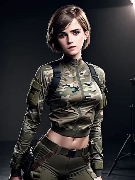 Dopamine Girl A Realistic Photo Of Emma Watsonsexy Soldier
