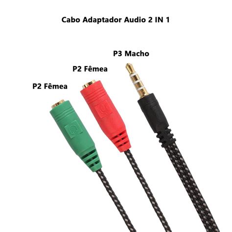 Cabo Adaptador audio P Macho X P Fêmea IN Para Fone Microfone Headset Pc Notebook