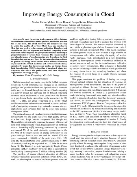 Pdf Improving Energy Consumption In Cloud
