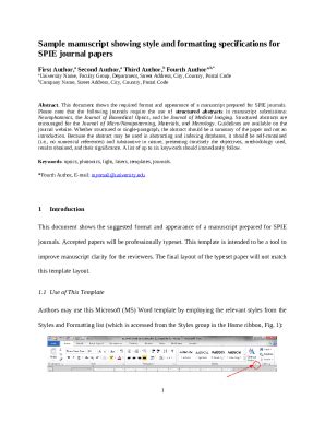 Pdf Sample Manuscript Showing Style And Atting Doc Template