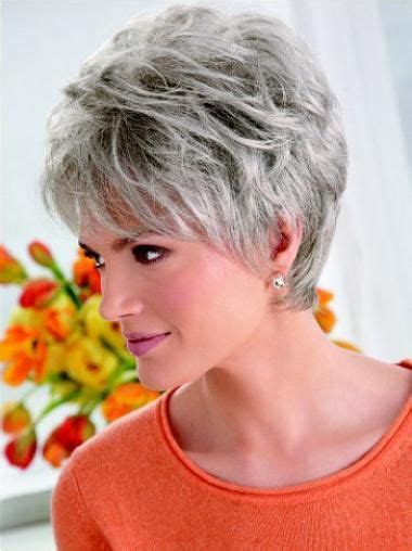 Flexibility Lace Front Cropped Synthetic Grey Wigs Short Hair Styles