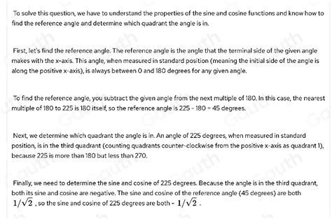 Solved Content Without Using A Calculator Compute The Sine And Cosine