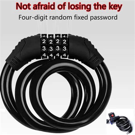 Bike Lock 4 Digit Code Combination Bicycle Security Lock 1000 Mm X 8 Mm
