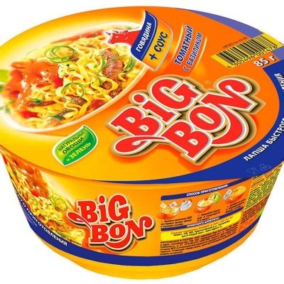 Купить Лапша быстрого приготовления BIGBON говядина+соус Томат с ...