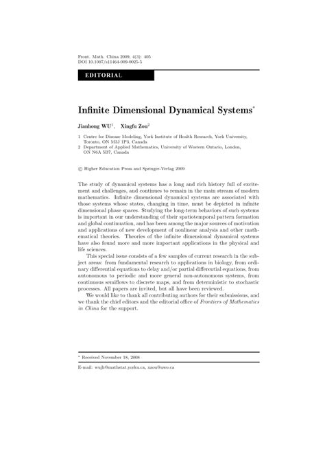 Pdf Infinite Dimensional Dynamical Systems