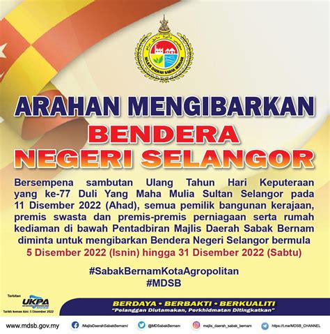 Arahan Mengibarkan Bendera Negeri Selangor