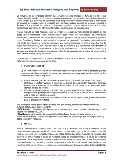 Lectura 1 Big Analytics Handoop Pdf Big Data Apache Hadoop