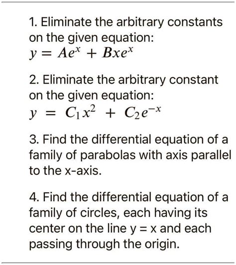 Solved Need Help For This One Eliminate The Arbitrary Constants On
