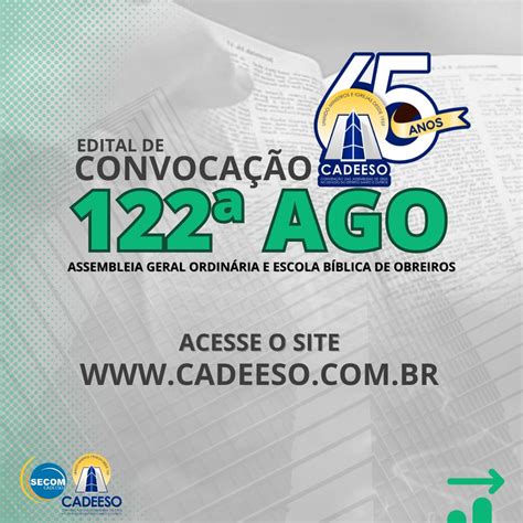 Edital De ConvocaÇÃo 122ª Ago Cadeeso
