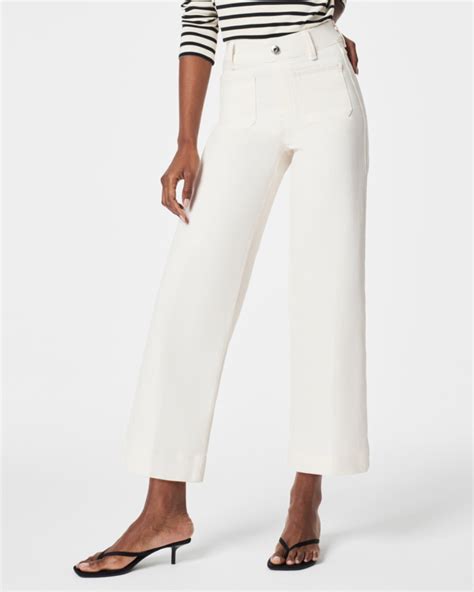 Spanxshape™ Everywear Cropped Wide Leg Jeans With Patch Pockets Ecru