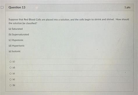 Solved Suppose That Red Blood Cells Are Placed Into A Chegg