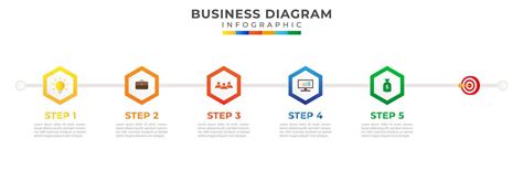 5 Steps Modern Timeline Diagram With Topic Hexagon Titles Presentation Vector Infographics