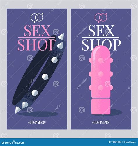 Sex Shop Vector Flyer Template Set Stock Vector Illustration Of