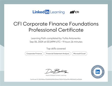 yuliia antonenko on linkedin certificate of completion