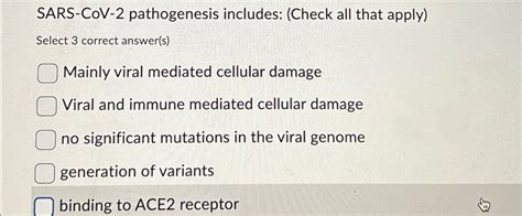 Solved SARS CoV 2 Pathogenesis Includes Check All That Chegg