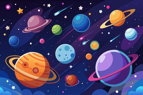 Premium Vector A Digital Illustration Depicting A Colorful Night Sky