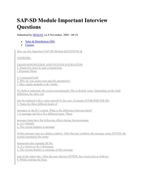 Sap Sd Interview Questions Pdf