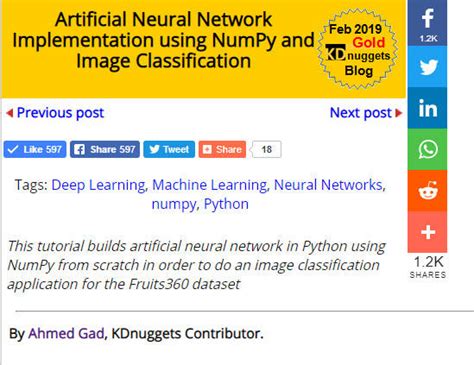 Ahmed Gad On Linkedin Neuralnetwork Numpy Gold Computervision