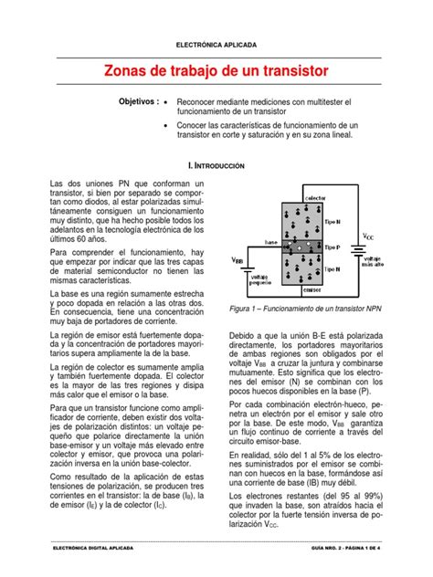 2 Laboratorio De Electrónica Zonas De Trabajo De Un Transistor