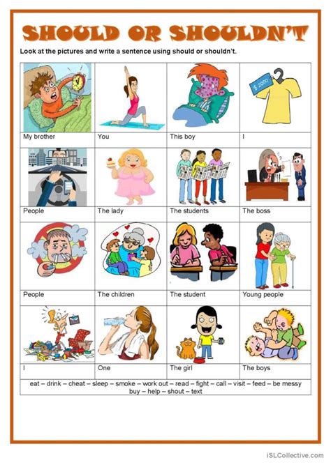 Should Or Schouldnt Grammar Exercis English Esl Worksheets Pdf And Doc