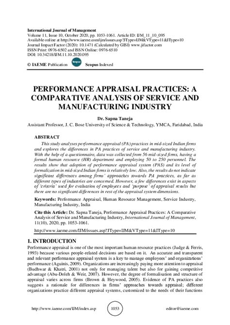 Pdf Performance Appraisal Practices A Comparative Analysis Of