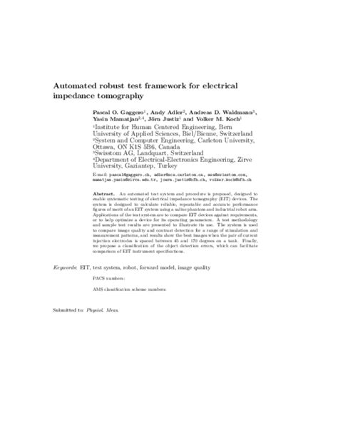 Pdf Automated Robust Test Framework For Electrical Impedance Tomography