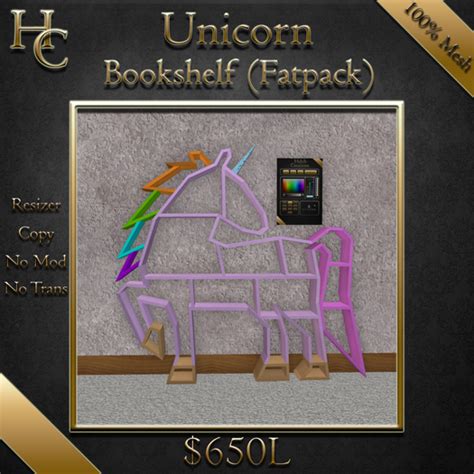Second Life Marketplace Hc Unicorn Bookshelf Fatpack