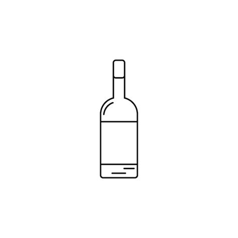 와인 병 벡터 일러스트 레이 션 액체와 함께 유리 용기의 간단한 검은 개요 이미지 프리미엄 벡터