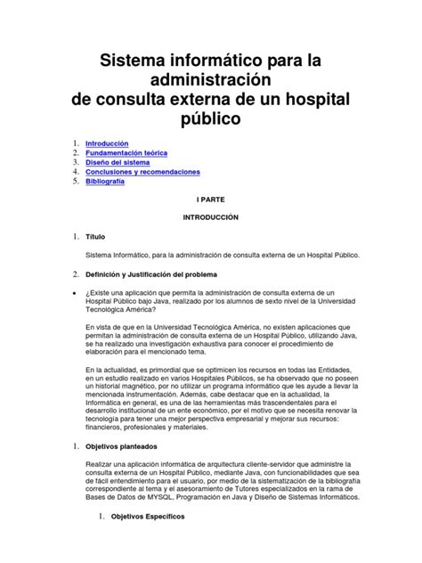 Informatica Hospital Pdf Java Lenguaje De Programación Frijoles