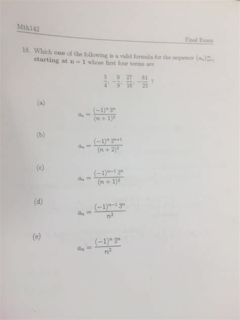 Solved Which One Of The Following Is A Valid Formula For The