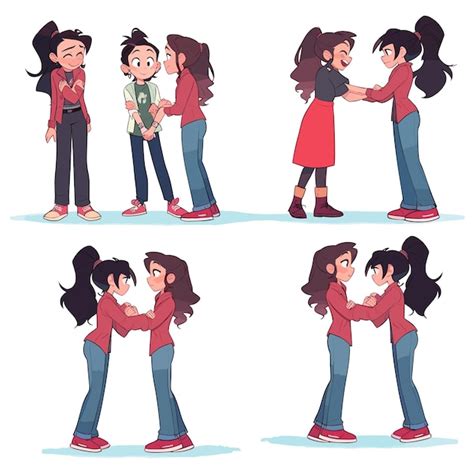Ilustración De Dibujos Animados De Dos Mujeres Lesbianas Ai Generó El