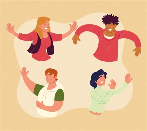Grupo De Hombres Y Mujeres Vector Premium